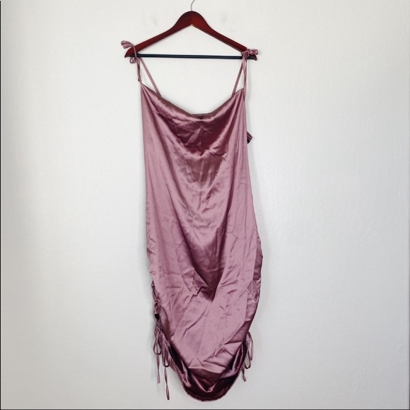 Halfisland | Dresses | Nwt Mauve Satin Slip Dress With Drawstring Cinch ...